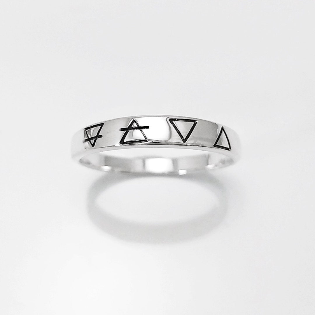 Earth Planet Elements Ring, Sterling Silver, 4 Alchemical Elements Band ...