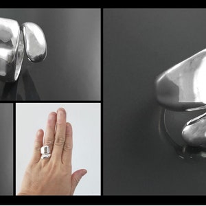 Modern Open Ring, Sterling Silver, Bypass Crossing Ring, Designer Ring ...