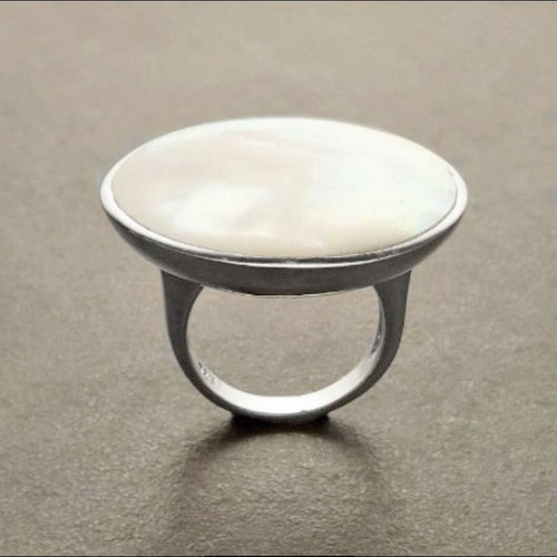 White MOP Ring Sterling Silver 925 Mother of Pearl Boho - Etsy