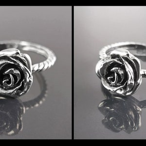 Rose Blossom Ring, Sterling Silver, Romantic Rose Flower, Engagement ...