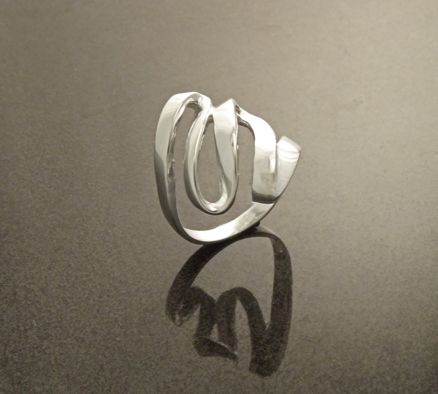 Swirling Ring Sterling Silver Hand Forged Ring Modern Ring | Etsy