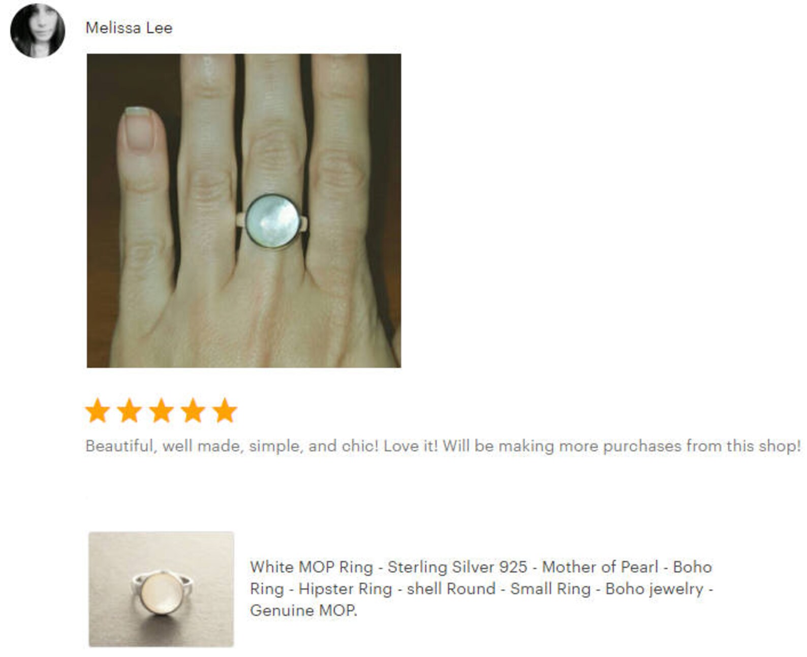 White MOP Ring Sterling Silver 925 Mother of Pearl Boho - Etsy