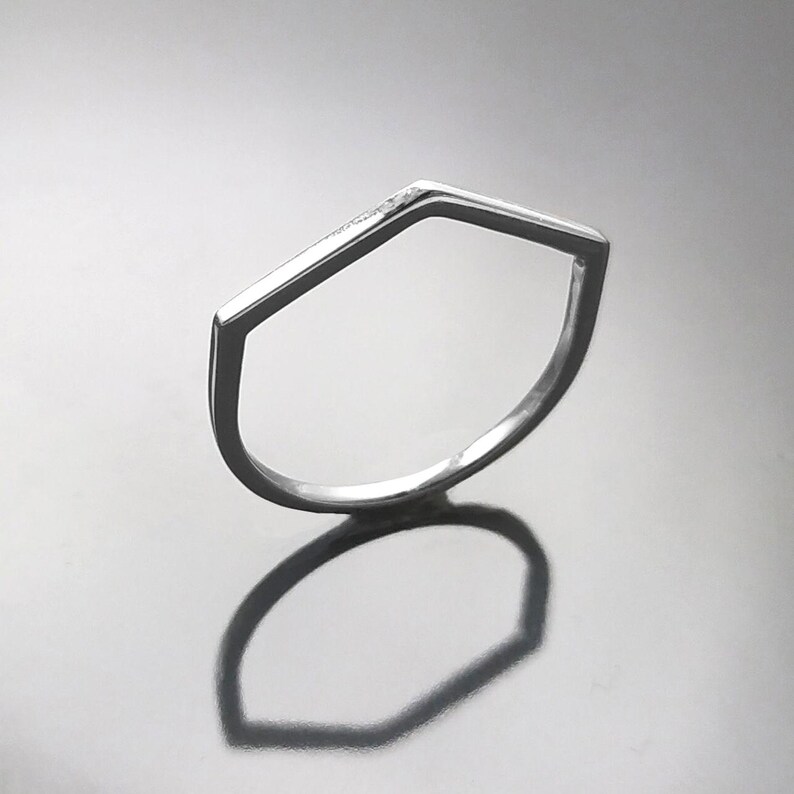 Minimalist Hexagon Ring • Simple Sterling Silver Stacking Band • Unisex ...