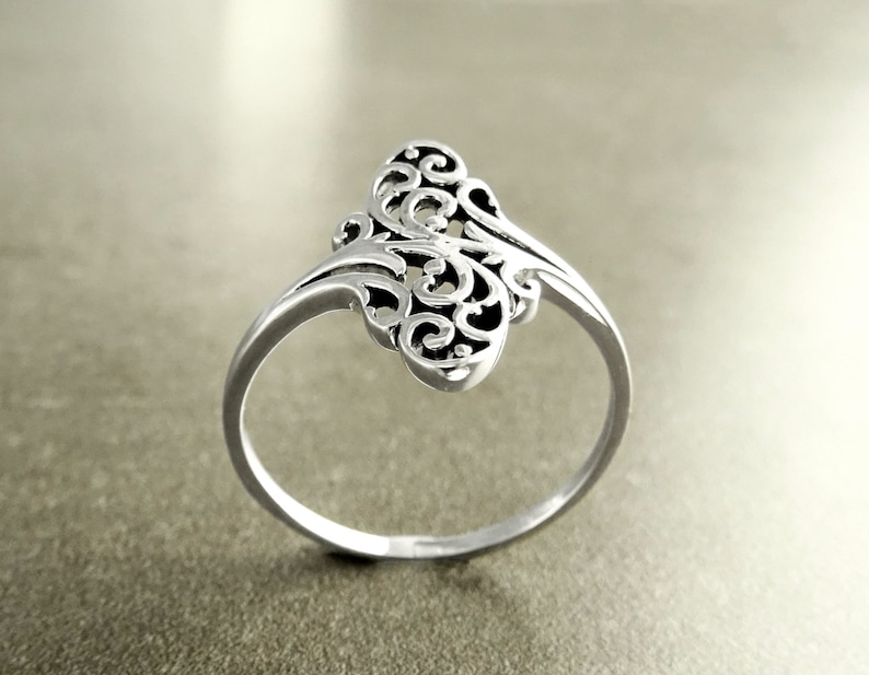 Oval Filigree Ring Sterling Silver Vintage Style Intricate - Etsy