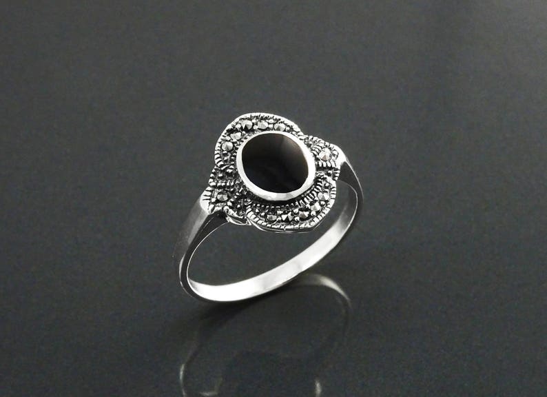 Bague Pierre Noire Bague Argent 925 avec Onyx Noir Ovale et - Etsy France