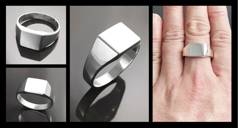 Signet Ring Sterling Silver Classic Mens Signet Ring Men | Etsy