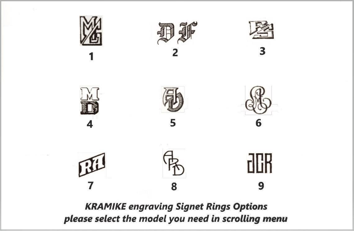 Initials Signet Ring Sterling Silver Personalized Fonts - Etsy