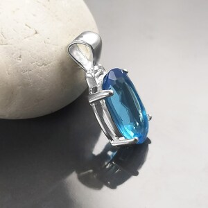 Pendentif pierre bleu, argent 925, bijou classique en pierre ovale de ...