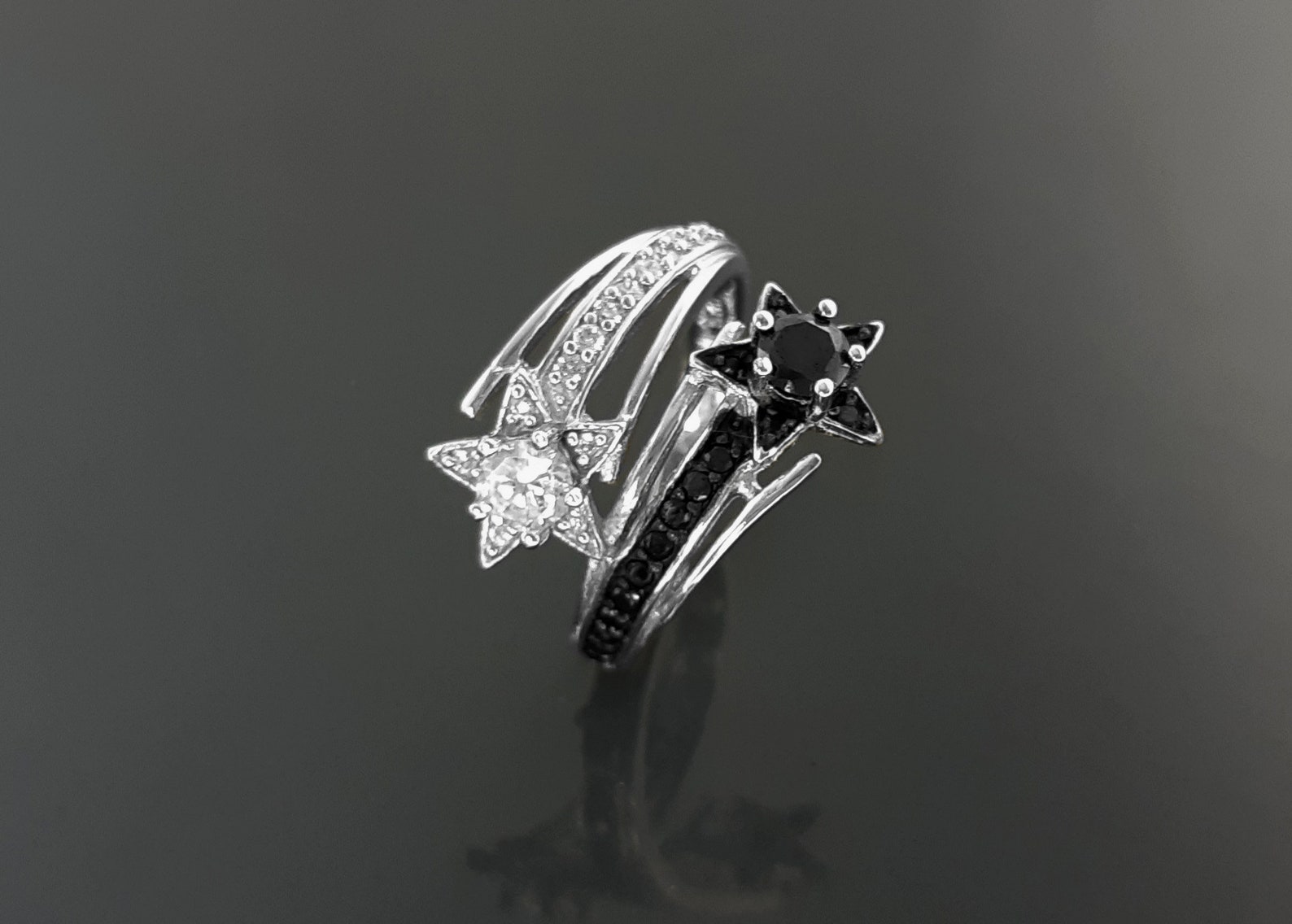 Stars Bypass Ring Make Wish Ring Lab Diamonds Simulant CZ - Etsy