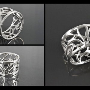 Sterling Silver Tree of Life Filigree Ring, Engraved Leaf Band Jewelry ...