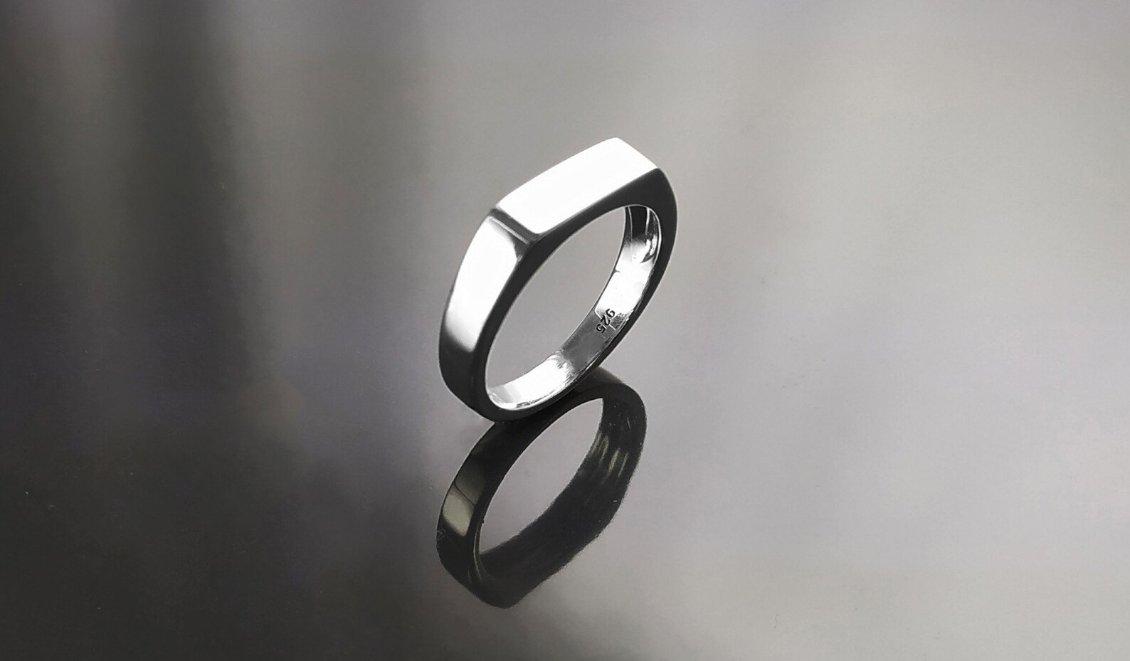 Signet Band Ring Sterling Silver Unisex Rectangle Signet - Etsy