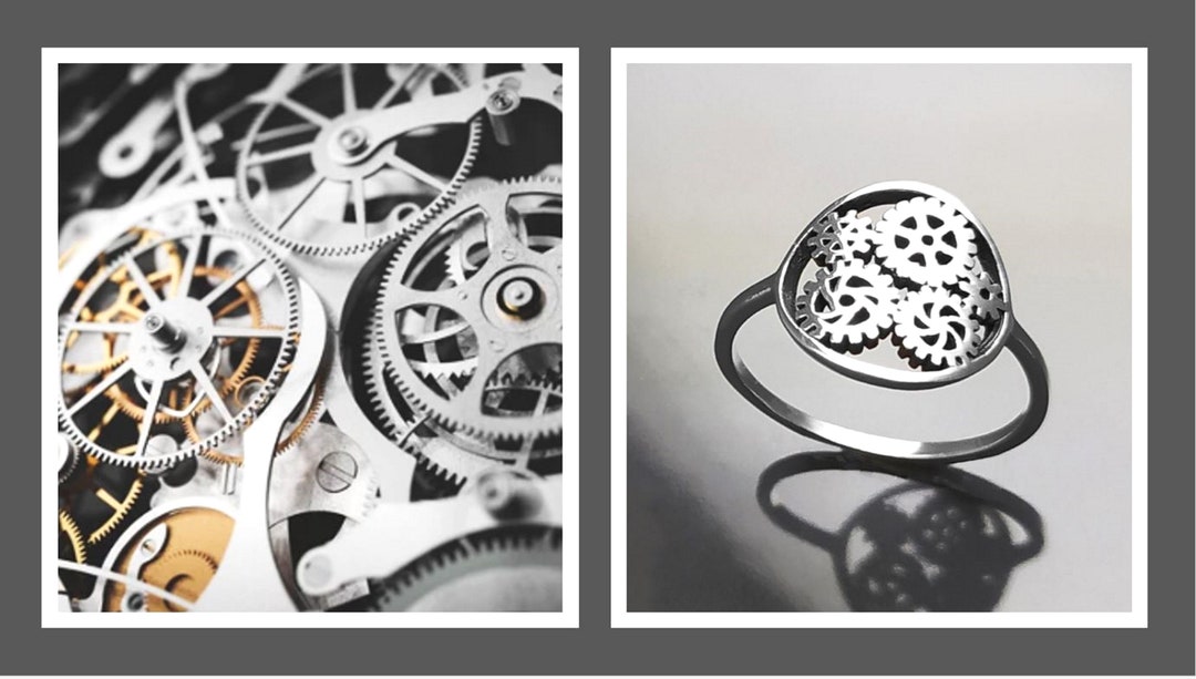 Engrenages Ring Sterling Silver Gear Ring Engineering - Etsy