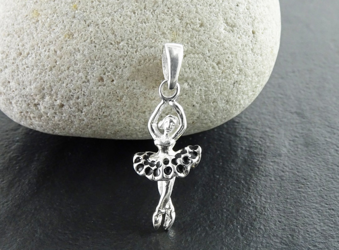 Ballerina Necklace, Sterling Silver Pendant, Dancing Charm, Dancer ...