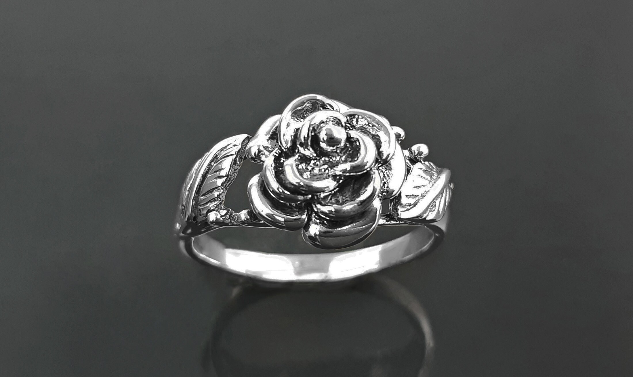 Rose Blossom Ring, Sterling Silver, Romantic Rose Flower, Engagement ...