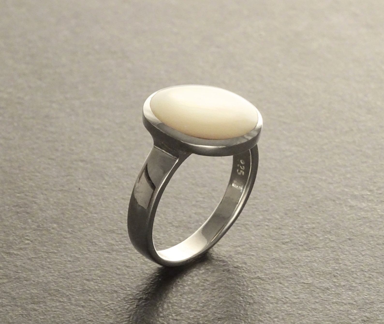 White MOP Ring Sterling Silver 925 Mother of Pearl Boho | Etsy