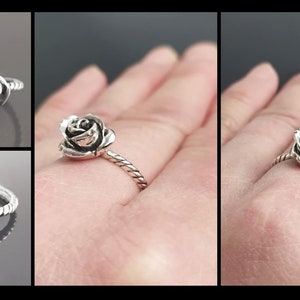 Rose Blossom Ring, Sterling Silver, Romantic Rose Flower, Engagement ...