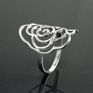 Rose Filigree Ring, Open Work Ring, Floral Ring, Sterling Silver 925 ...
