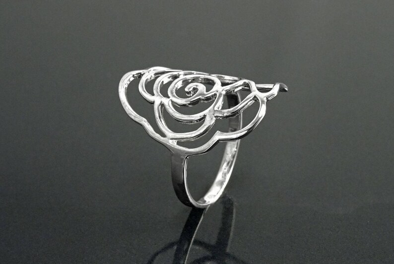Rose Filigree Ring Open Work Ring Floral Ring Sterling | Etsy