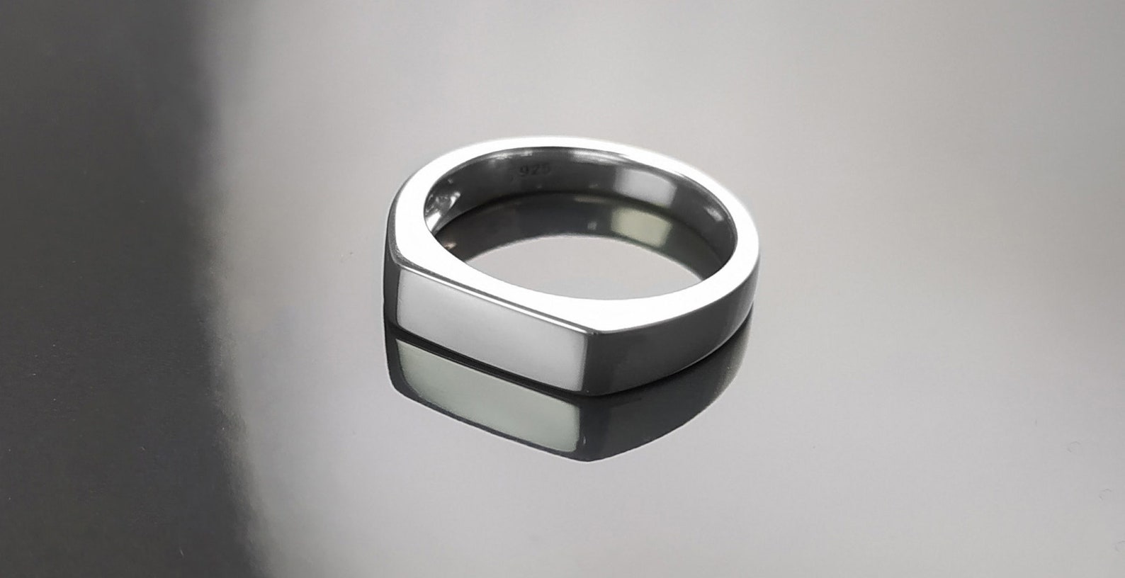 Signet Band Ring Sterling Silver Unisex Rectangle Signet - Etsy