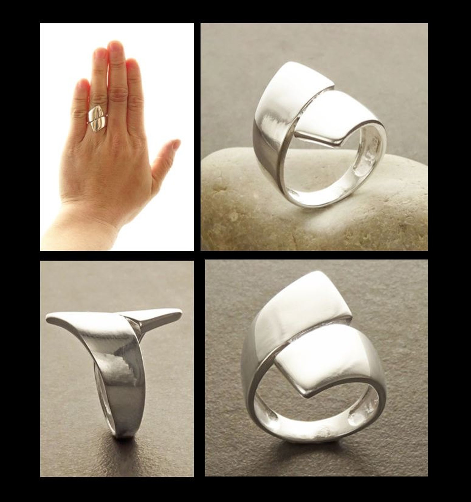 Sterling Bypass Ring Sterling Silver Large Crossing Ring - Etsy Canada