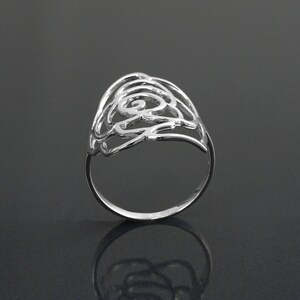 Rose Filigree Ring, Open Work Ring, Floral Ring, Sterling Silver 925 ...