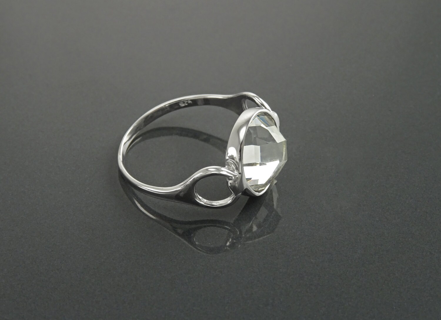 Solitaire Ring Sterling Silver Original Round Stone Ring | Etsy