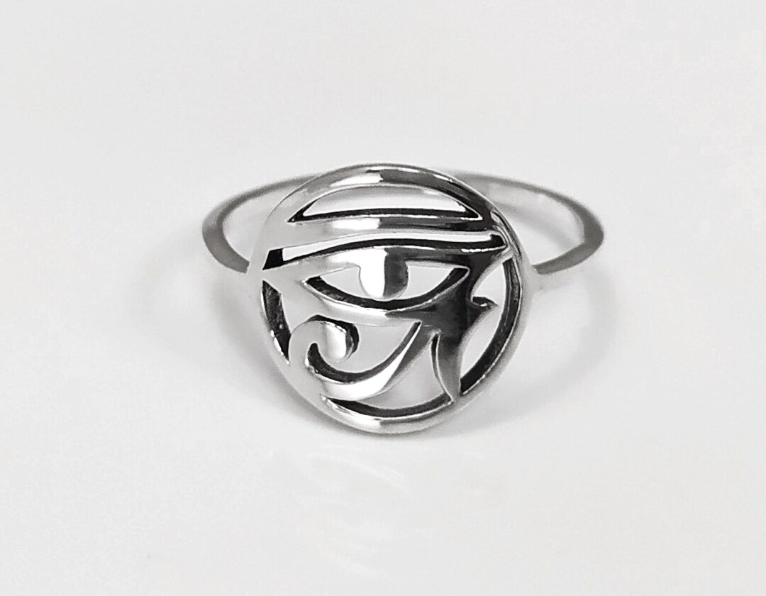 Ra Eye Ring, Sterling Silver, Oudjat Eye of Ra Ring, Protective Symbol ...
