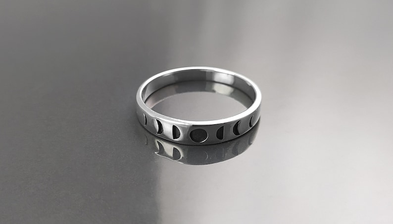 Phases of Moon Ring Sterling Silver Astronomical Lunar | Etsy