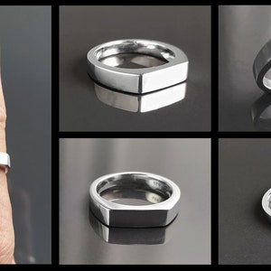 Signet Band Ring Sterling Silver Unisex Rectangle Signet - Etsy