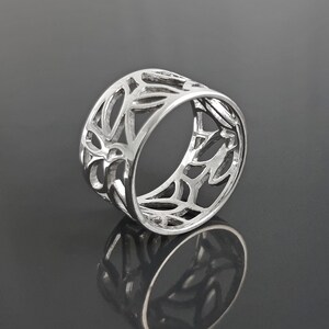 Sterling Silver Tree of Life Filigree Ring, Engraved Leaf Band Jewelry ...