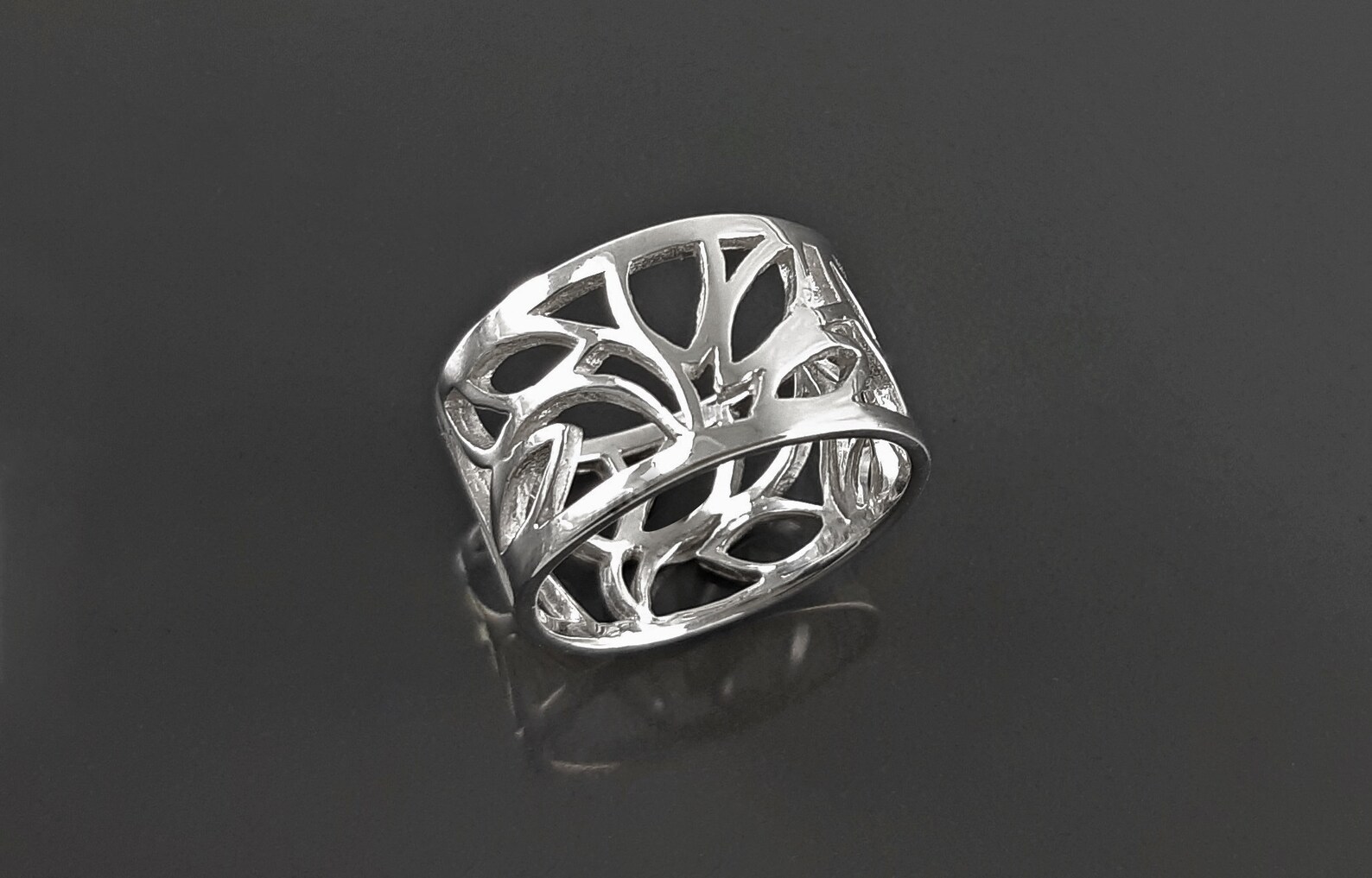 Sterling Silver Tree of Life Filigree Ring, Engraved Leaf Band Jewelry ...