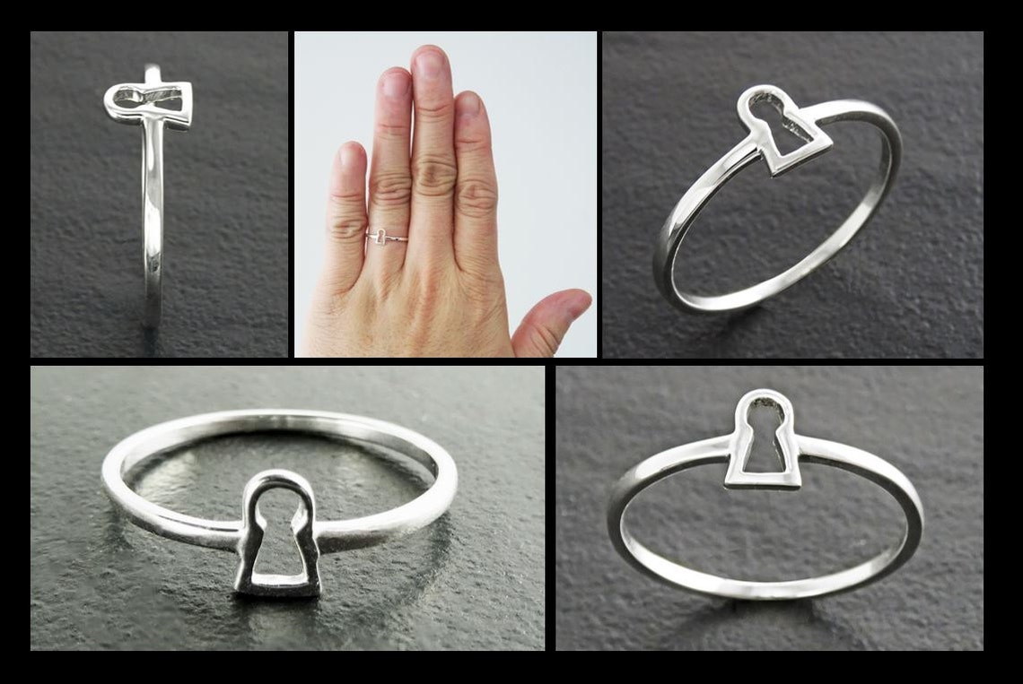 Dainty Keyhole Ring Tiny Lock Ring Sterling Silver Girls - Etsy
