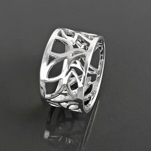 Sterling Silver Tree of Life Filigree Ring, Engraved Leaf Band Jewelry ...