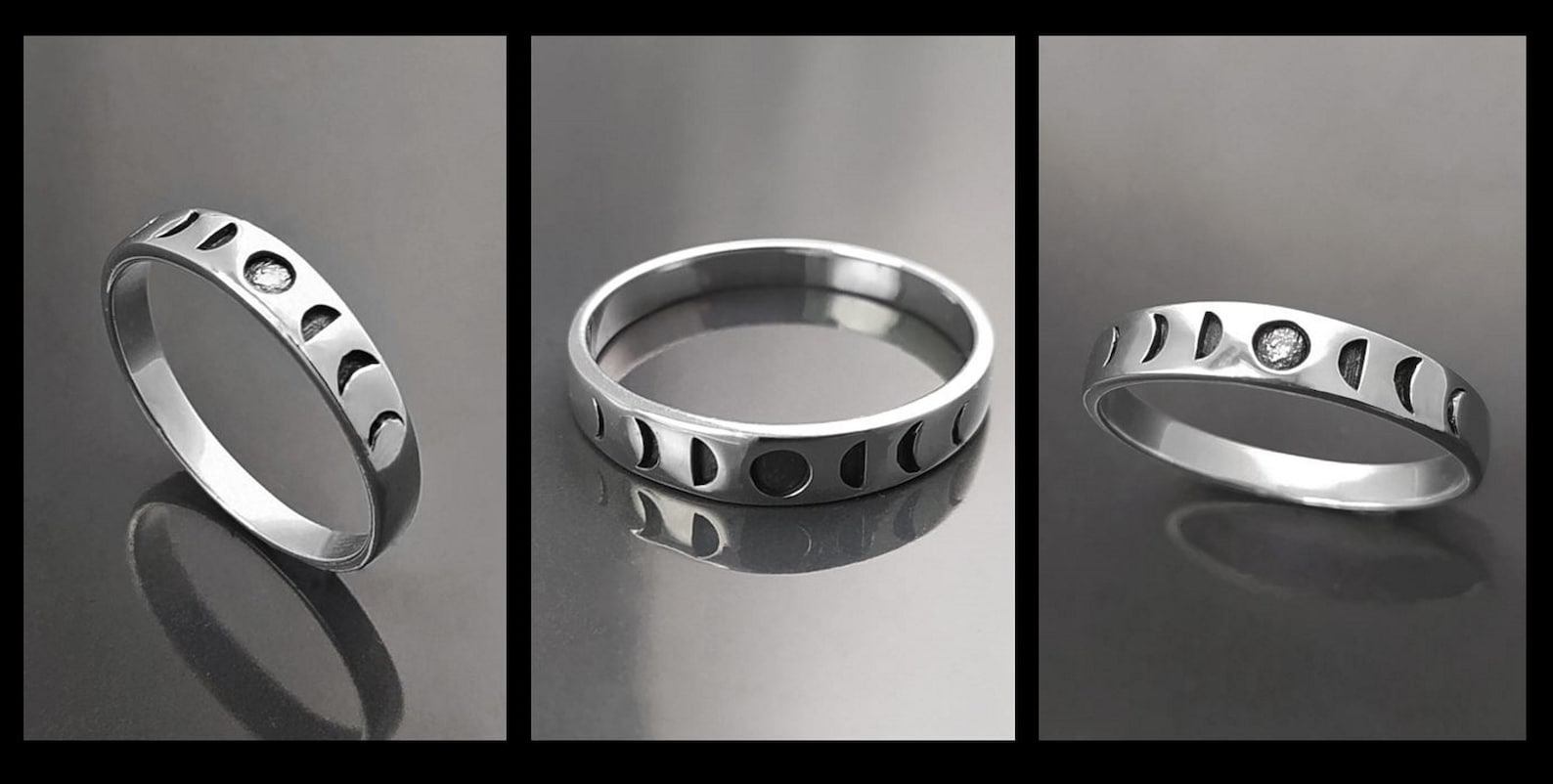 Phases of Moon Ring Sterling Silver Astronomical Lunar | Etsy