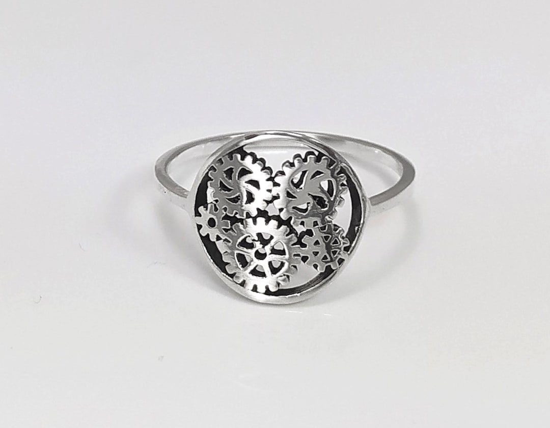 Engrenages Ring, Sterling Silver, Gear Ring, Engineering Jewelry, Clock ...