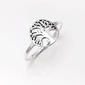 Tree of Life Ring, Engraved Tree Ring in Sterling Silver, Bridesmaid ...