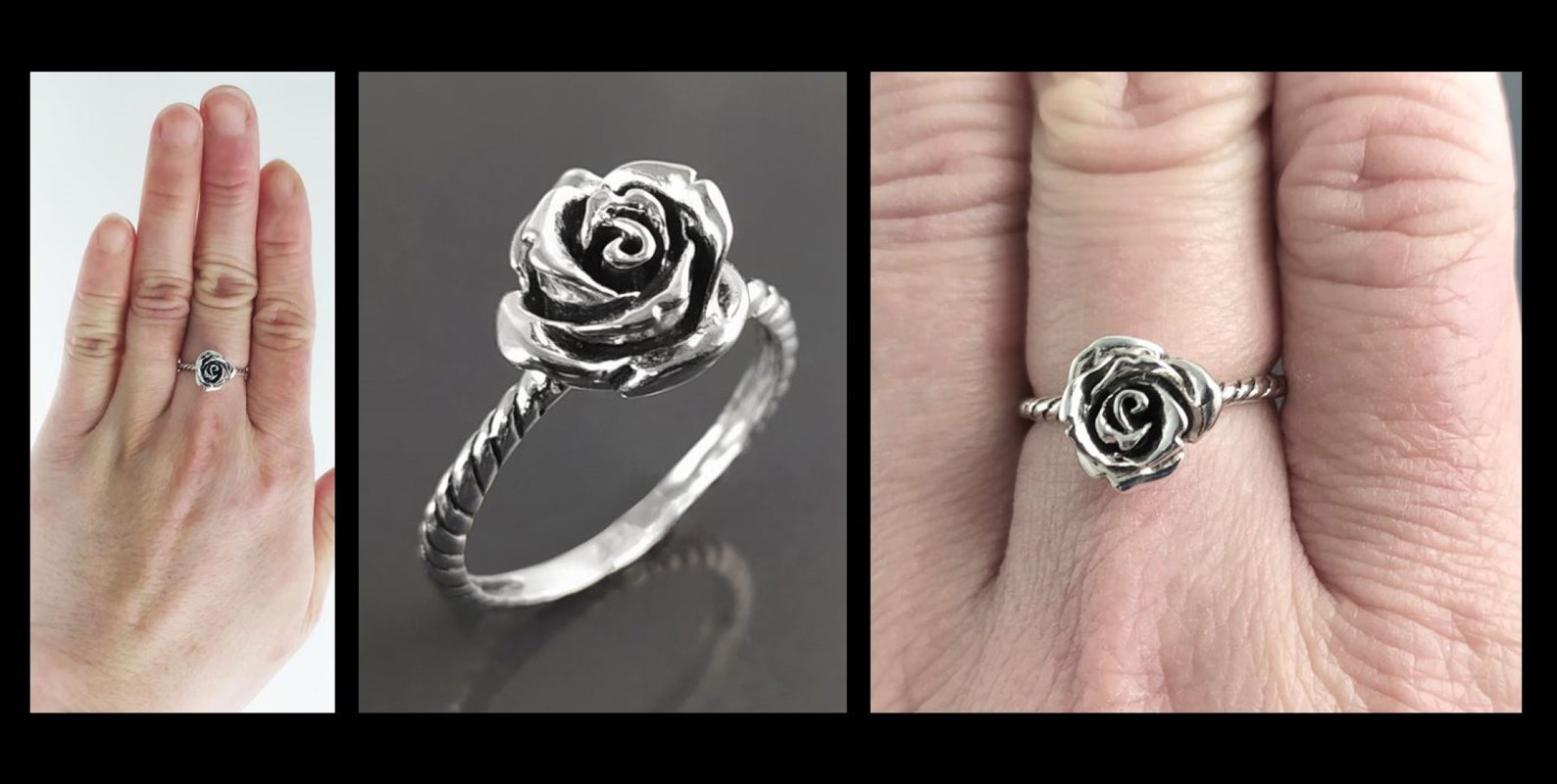 Rose Blossom Ring Sterling Silver Romantic Rose Flower - Etsy