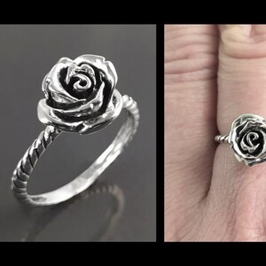 Rose Blossom Ring, Sterling Silver, Romantic Rose Flower, Engagement ...