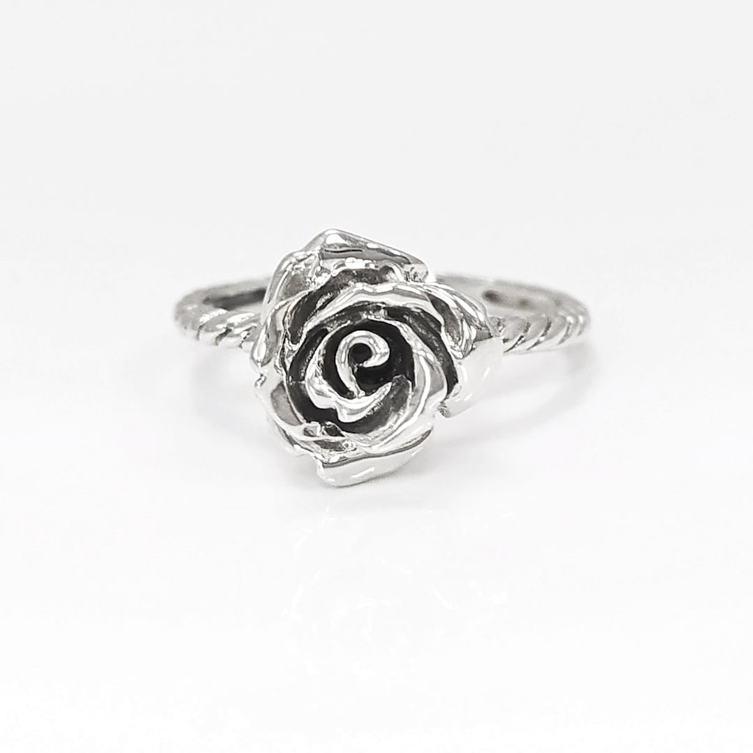 Rose Blossom Ring, Sterling Silver, Romantic Rose Flower, Engagement ...