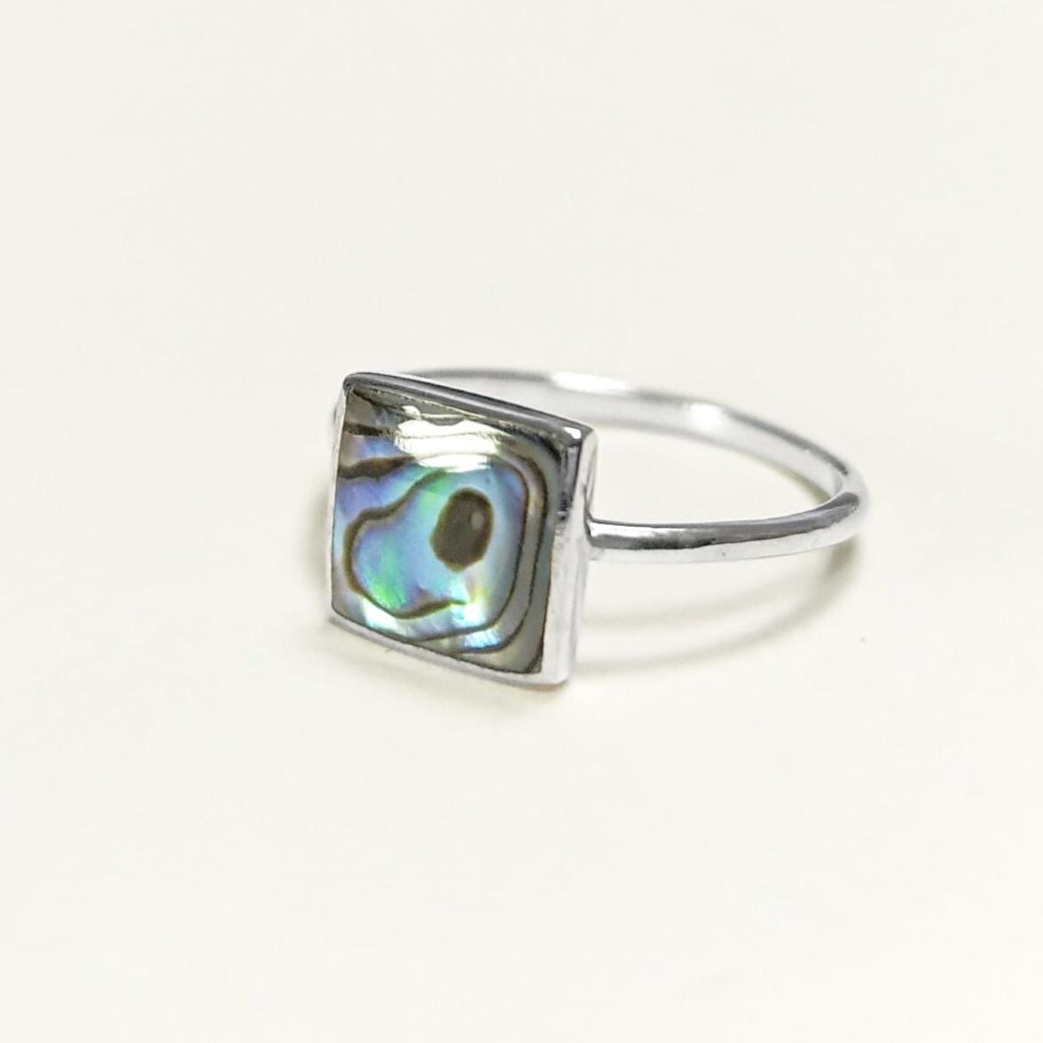 PAUA SHELL Ring Sterling Silver 925, Genuine in a Minimalist Square ...