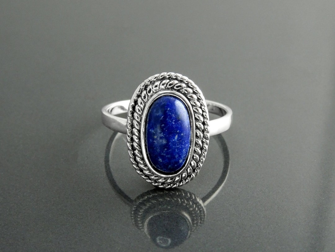 Antique Lapis Ring Sterling Silver 925 GENUINE Lapis Lazuli - Etsy