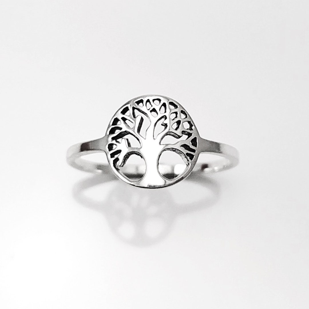 Tree of Life Ring, Engraved Tree Ring in Sterling Silver, Bridesmaid ...