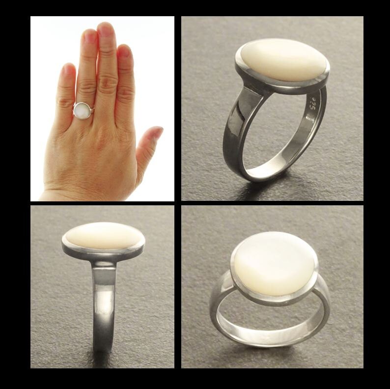 White MOP Ring Sterling Silver 925 Mother of Pearl Boho - Etsy