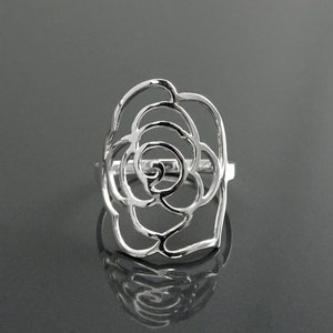 Rose Filigree Ring, Open Work Ring, Floral Ring, Sterling Silver 925 ...