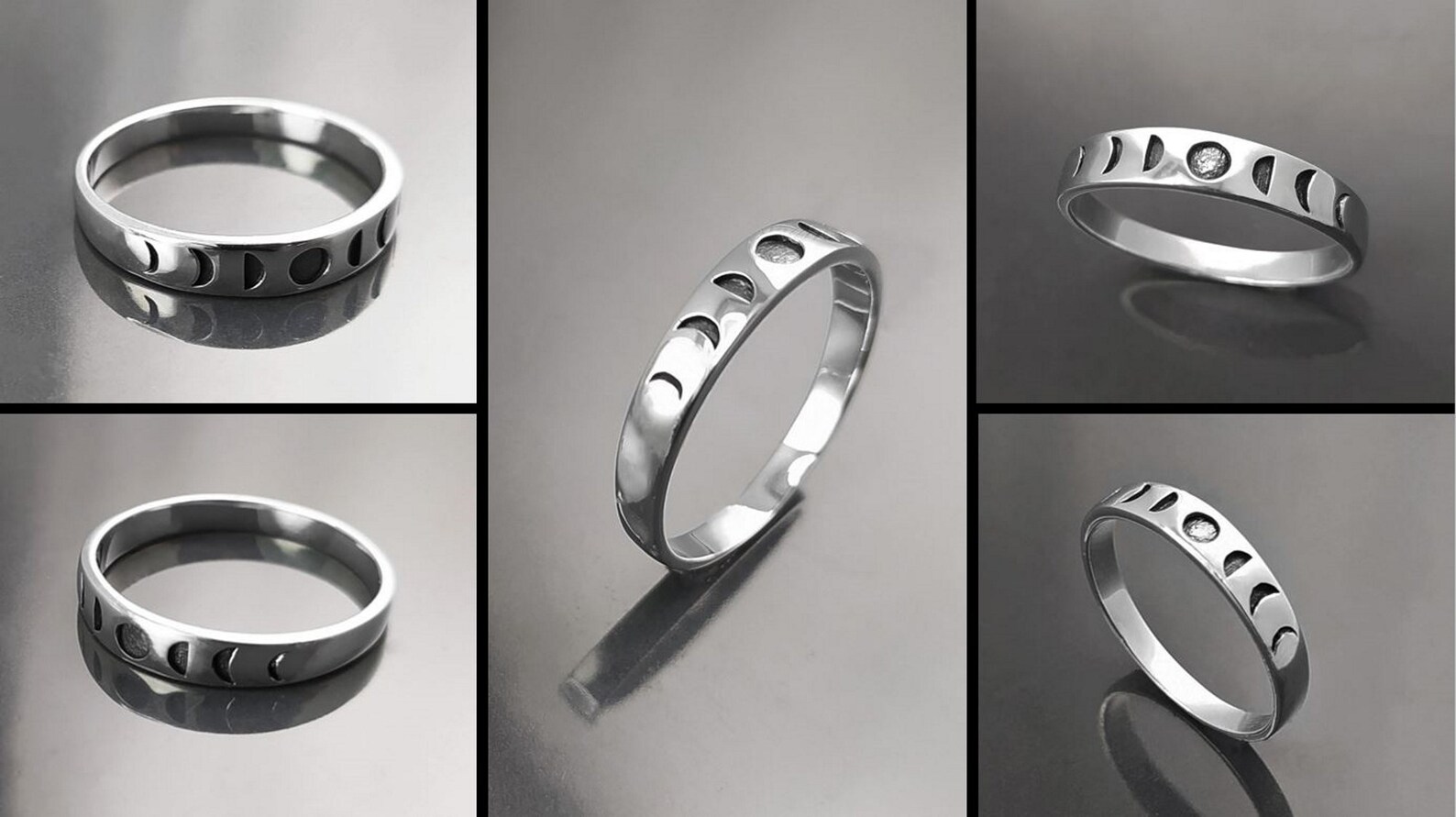 Phases of Moon Ring Sterling Silver Astronomical Lunar | Etsy