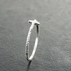 Side Cross Ring - Sterling Cross Ring - Stacking Rings - Sideway Cross ...
