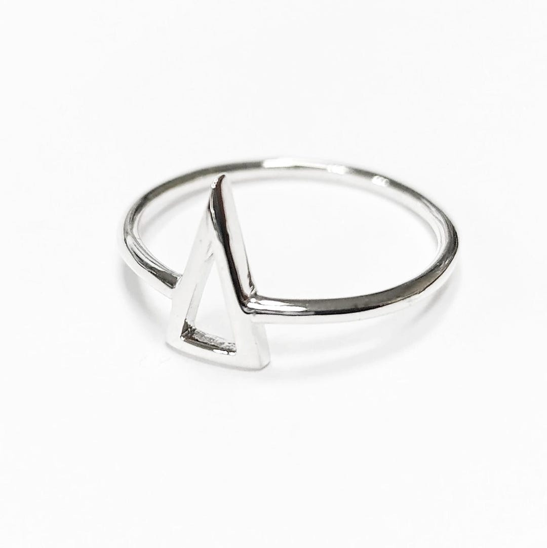 Delta Triangle Ring, Sterling Silver, Spike Ring, Chevron Ring, Peak ...