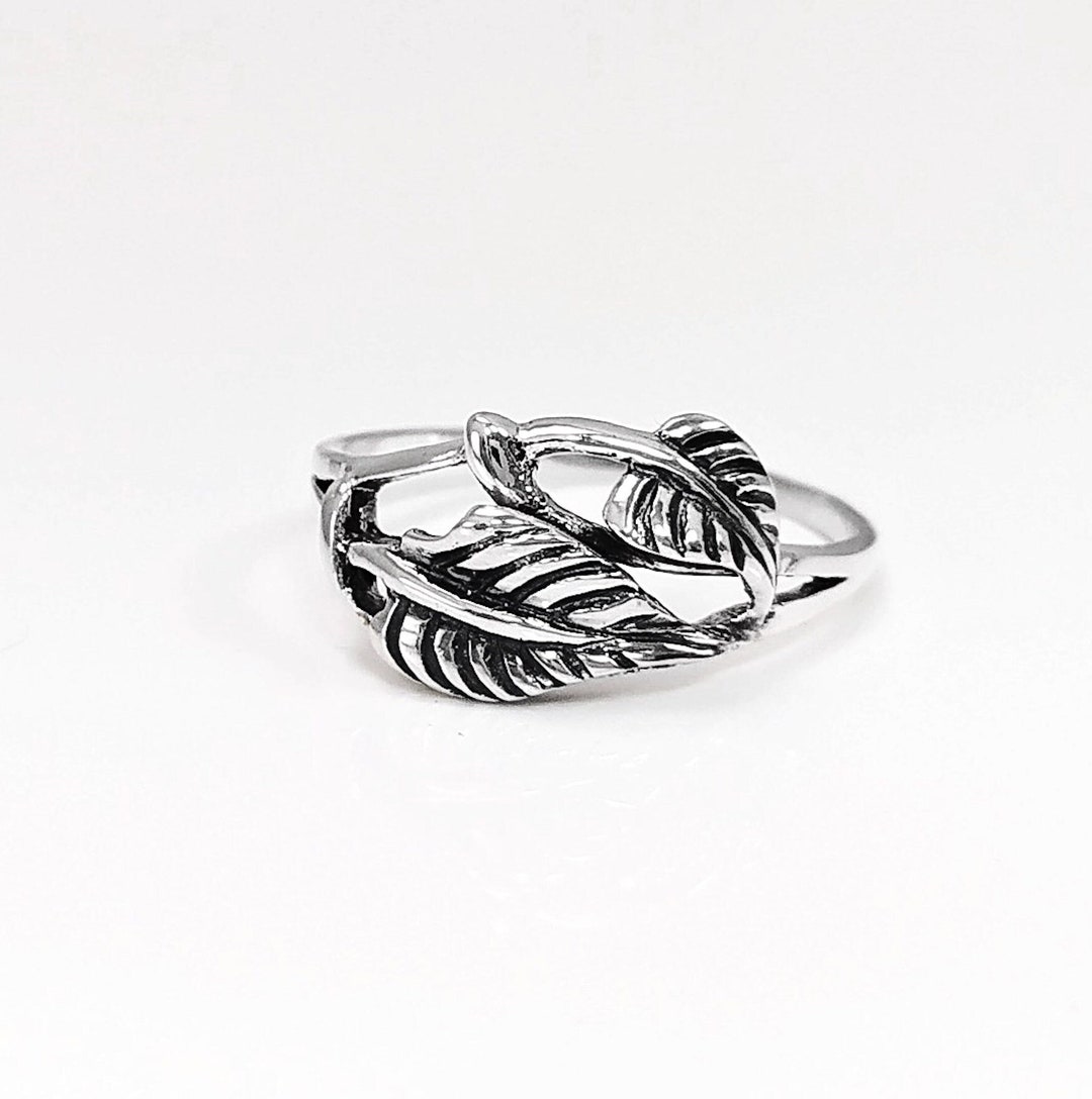 Leaf Ring, Sterling Silver, Plant Ring, Filigree Branch, Open Work Ring ...