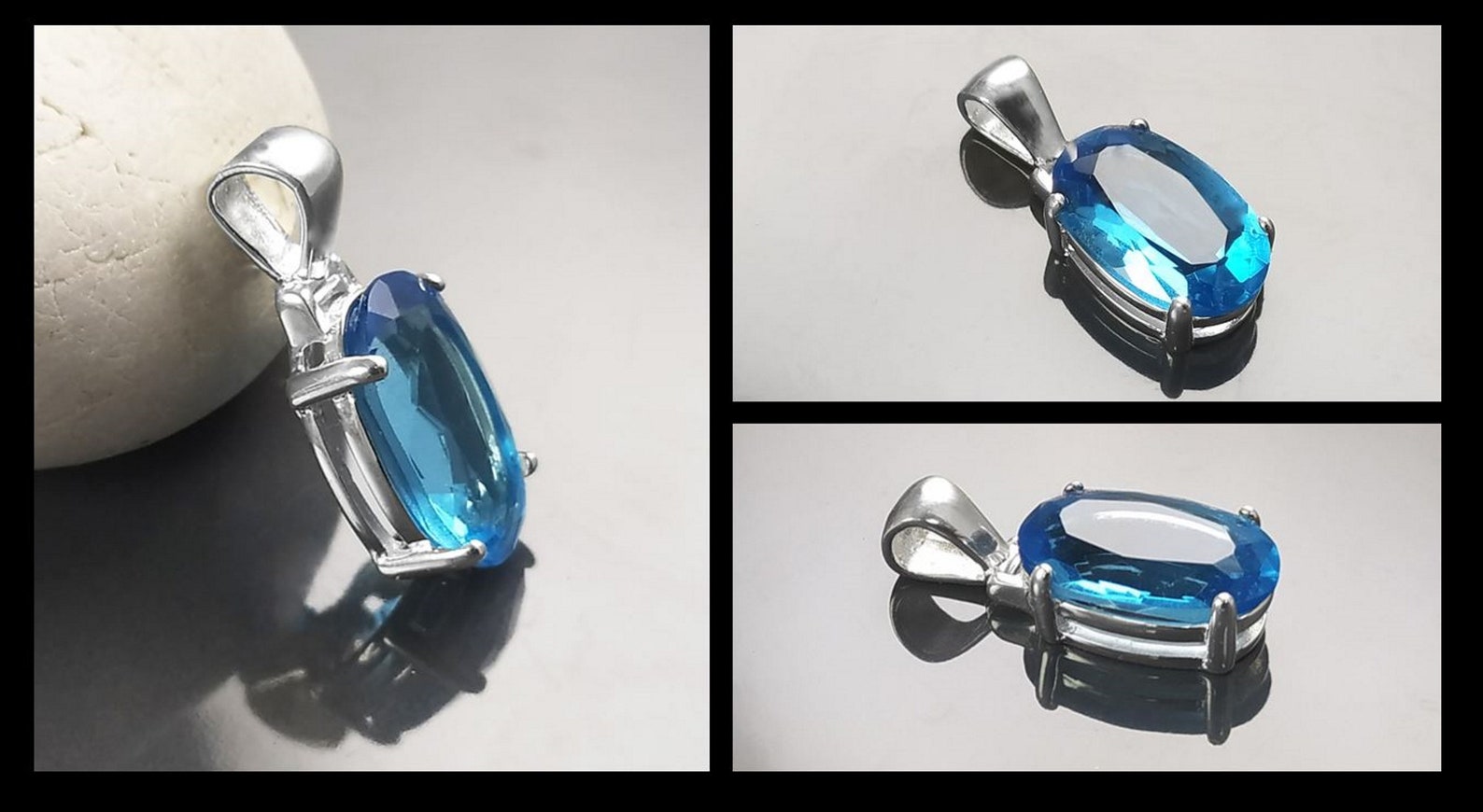 Pendentif pierre bleu argent 925 bijou classique en pierre - Etsy France