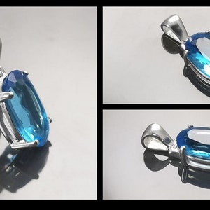 Pendentif pierre bleu, argent 925, bijou classique en pierre ovale de ...